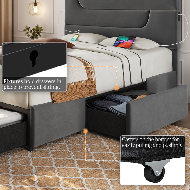 Wade logan carter upholstered platform bed store